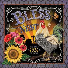 Bless This Nest | 2026 12 x 24 Inch (Hanging) Monthly Square Wall ...