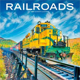 Railroads | 2027 12 x 24 Inch (Hanging) Monthly Square Wall Calendar ...